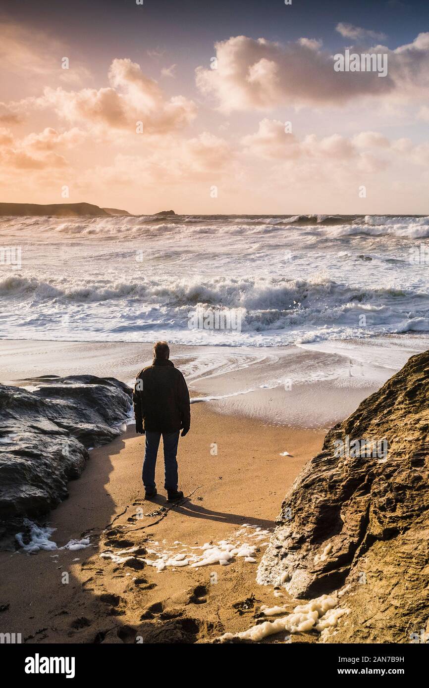 Man Standing Alone On Beach