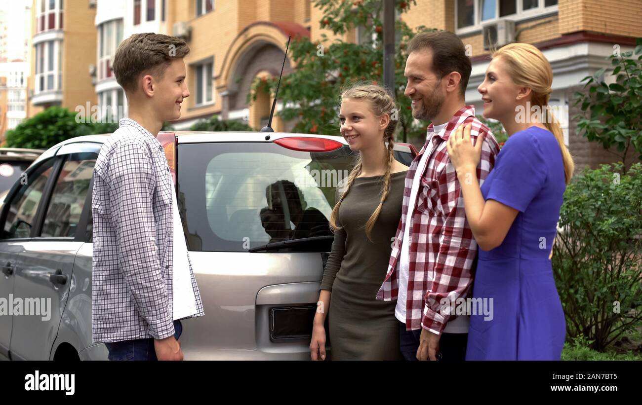 Parents gifting car hi-res stock photography and images - Alamy