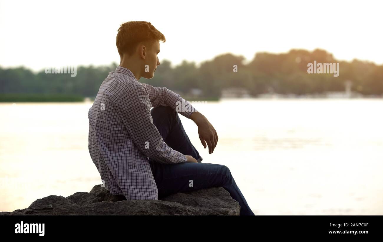 Boy Sitting Alone Sad Thinking