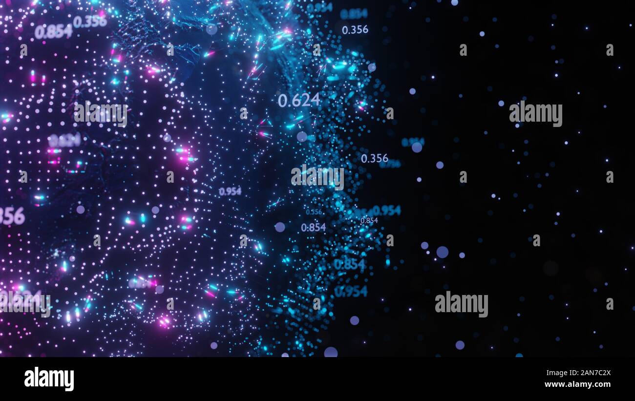 Abstract futuristic planet Earth surrounded by virtual elements. Dots ...