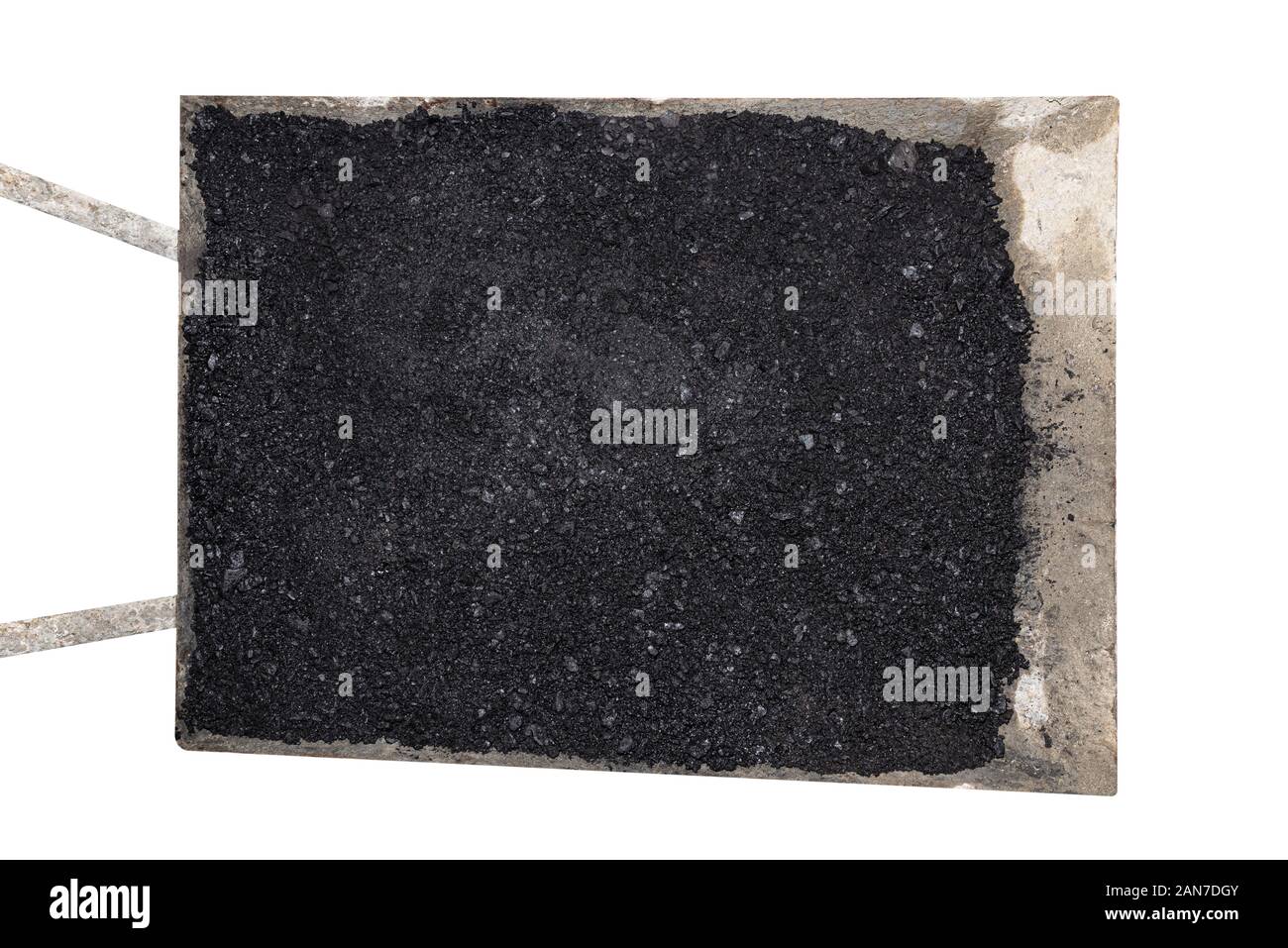 Wheelbarrow loaded with coal, view from above, isolated on a white ...