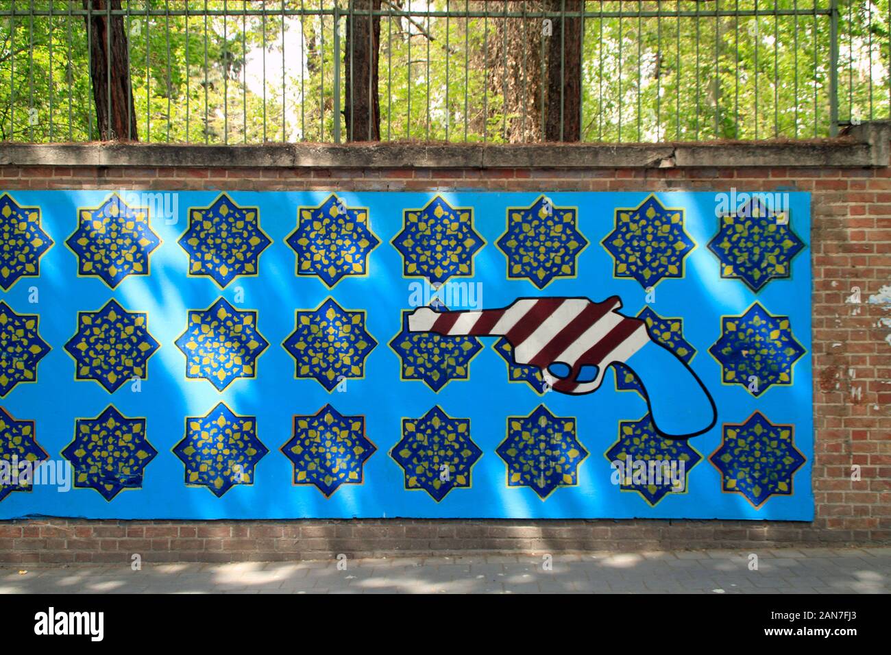 Tehran, Iran - September 10, 2018; Anti-American graffiti on the wall ...