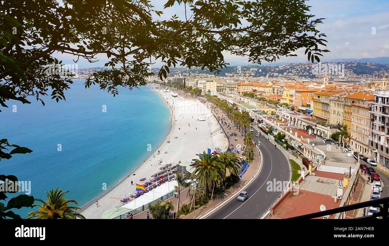 Summer seaside of Nice, vacation in France, riviera landscape, resort ...