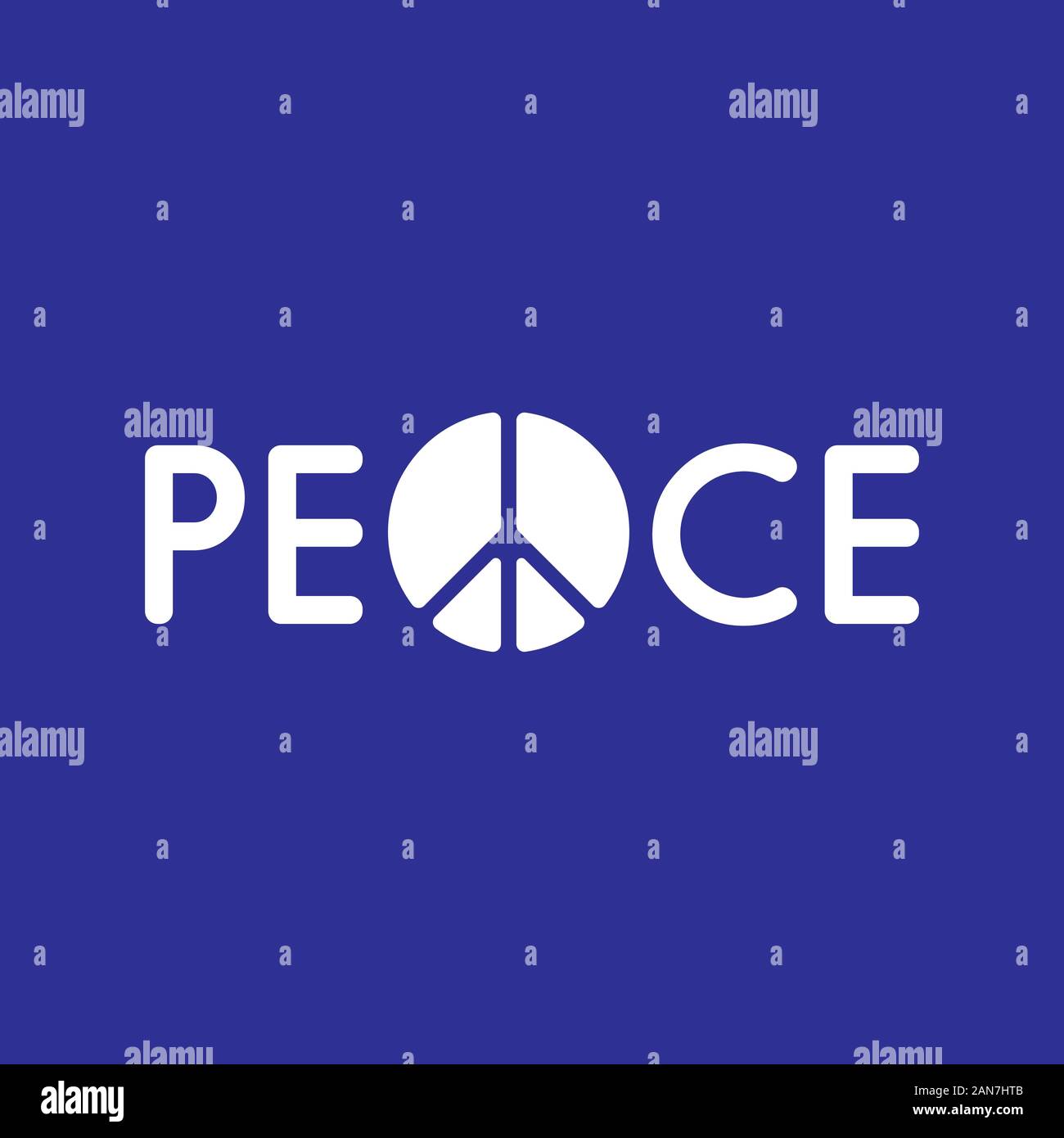Peace text with symbol icon vector illustration, black and white Stock ...