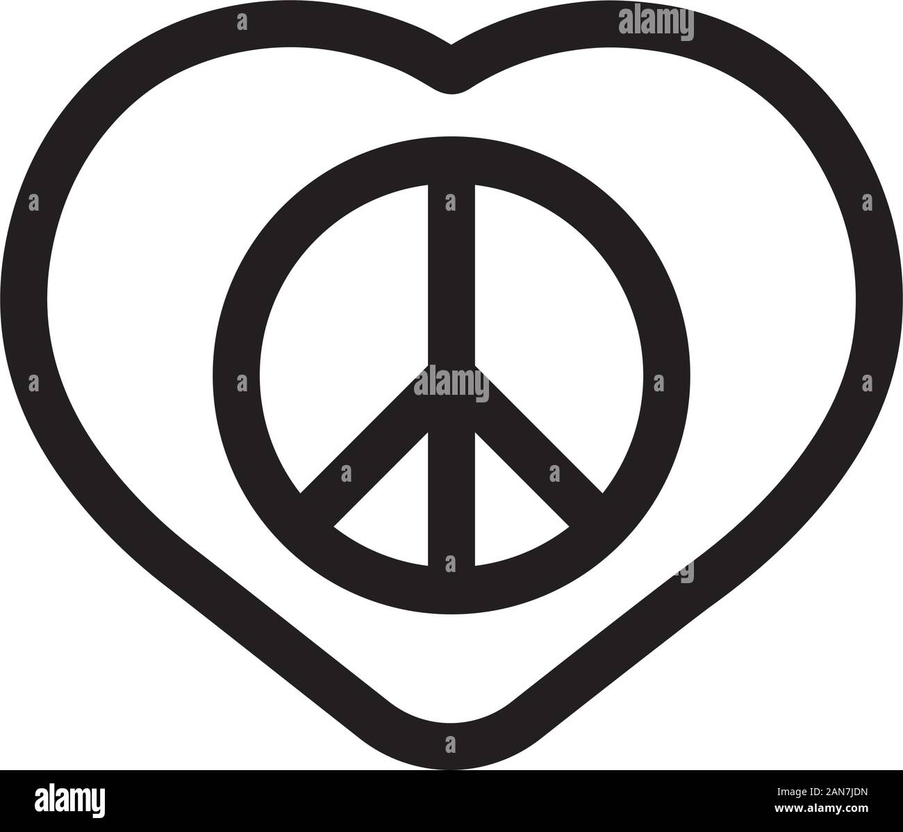 Design of Peace, Love, vector design element. black and white color ...