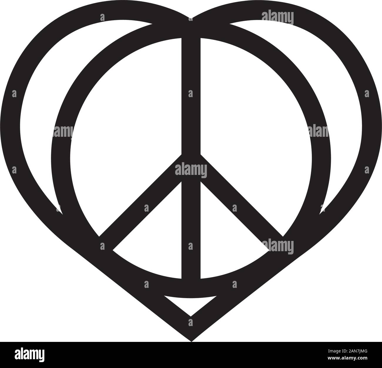 Design of Peace, Love, vector design element. black and white color ...