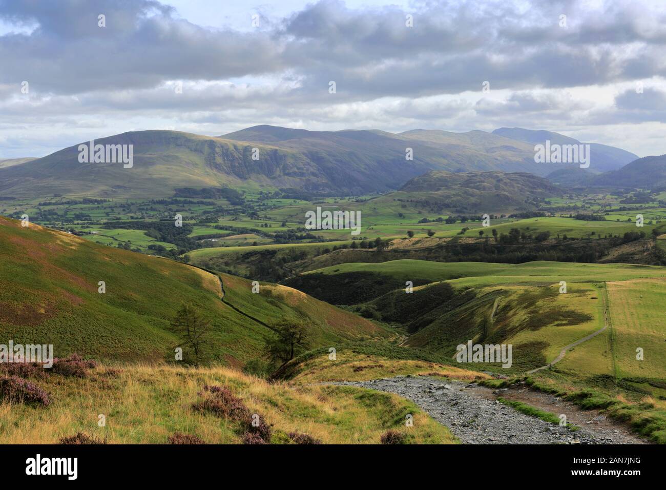 View over the Threlkeld valley, Keswick, Lake District National Park ...