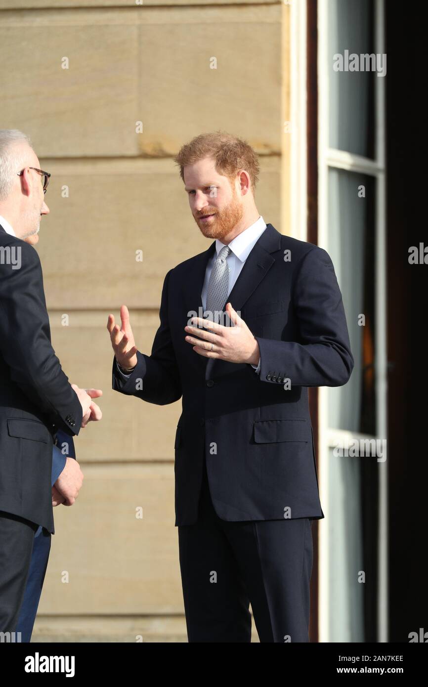 The Duke of Sussex in the Buckingham Palace gardens, London, as he ...