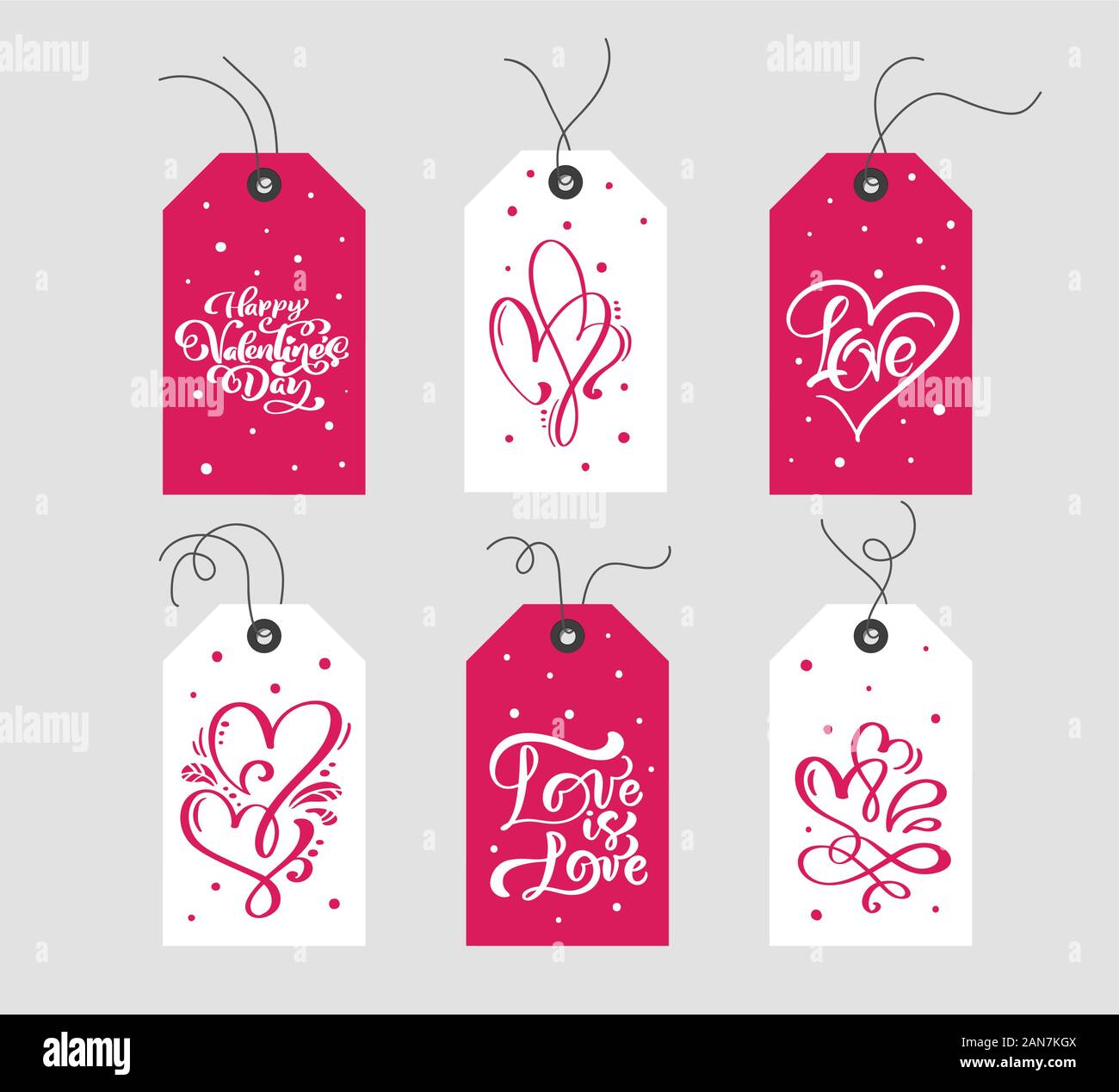 Set of Valentines Day gift tags typographic vector design with ...