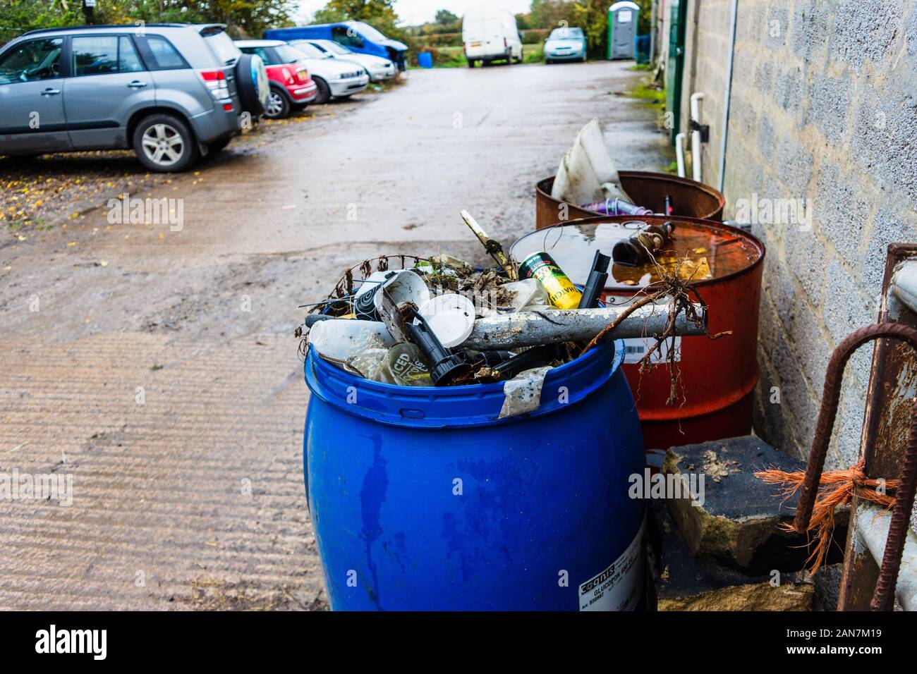 Blue recycle barrel hi-res stock photography and images - Alamy