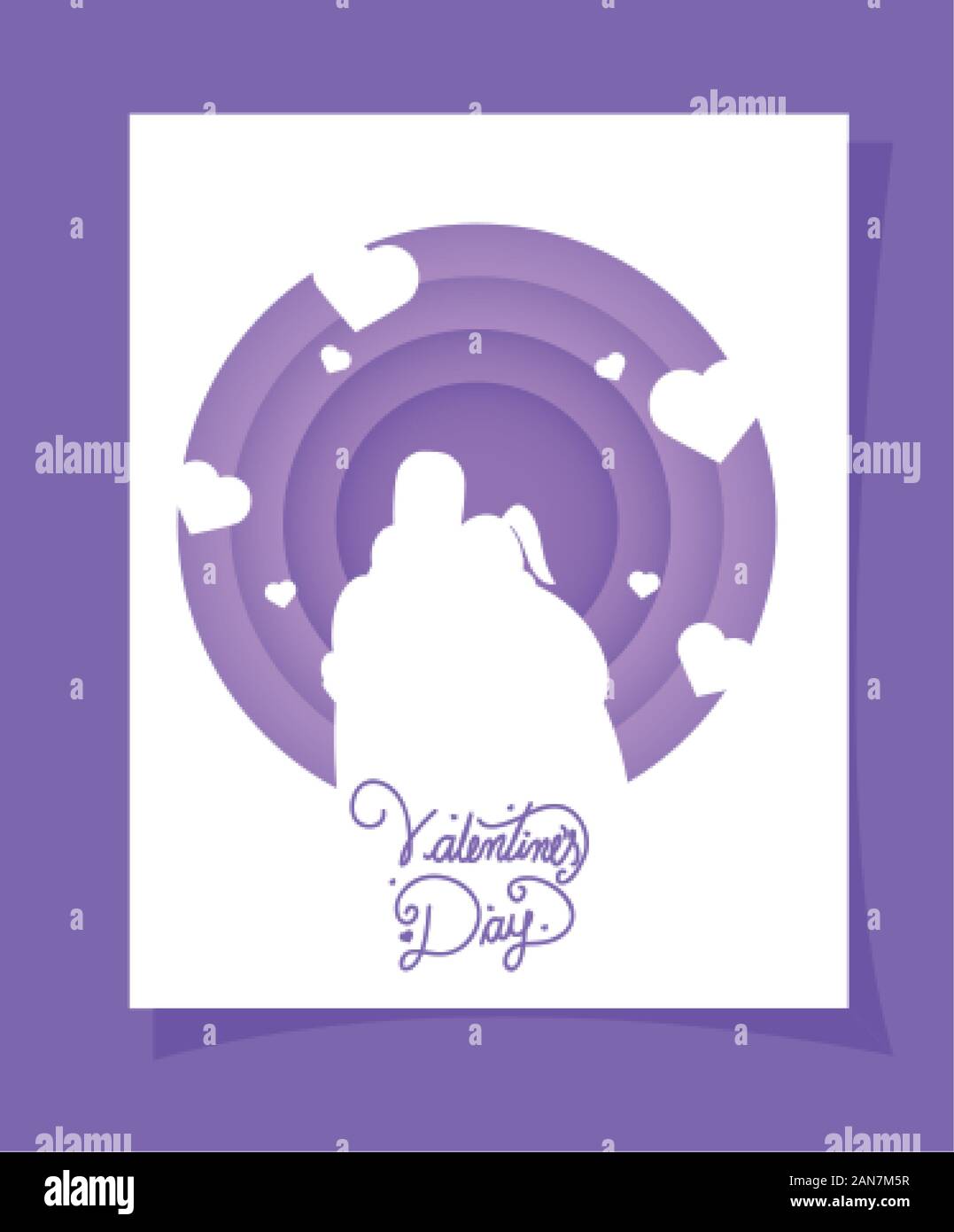 happy valentines day with lovers couple silhouettes Stock Vector Image ...