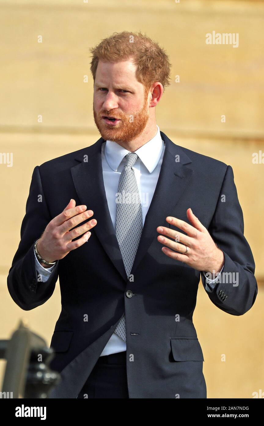 The Duke of Sussex in the Buckingham Palace gardens, London, as he ...