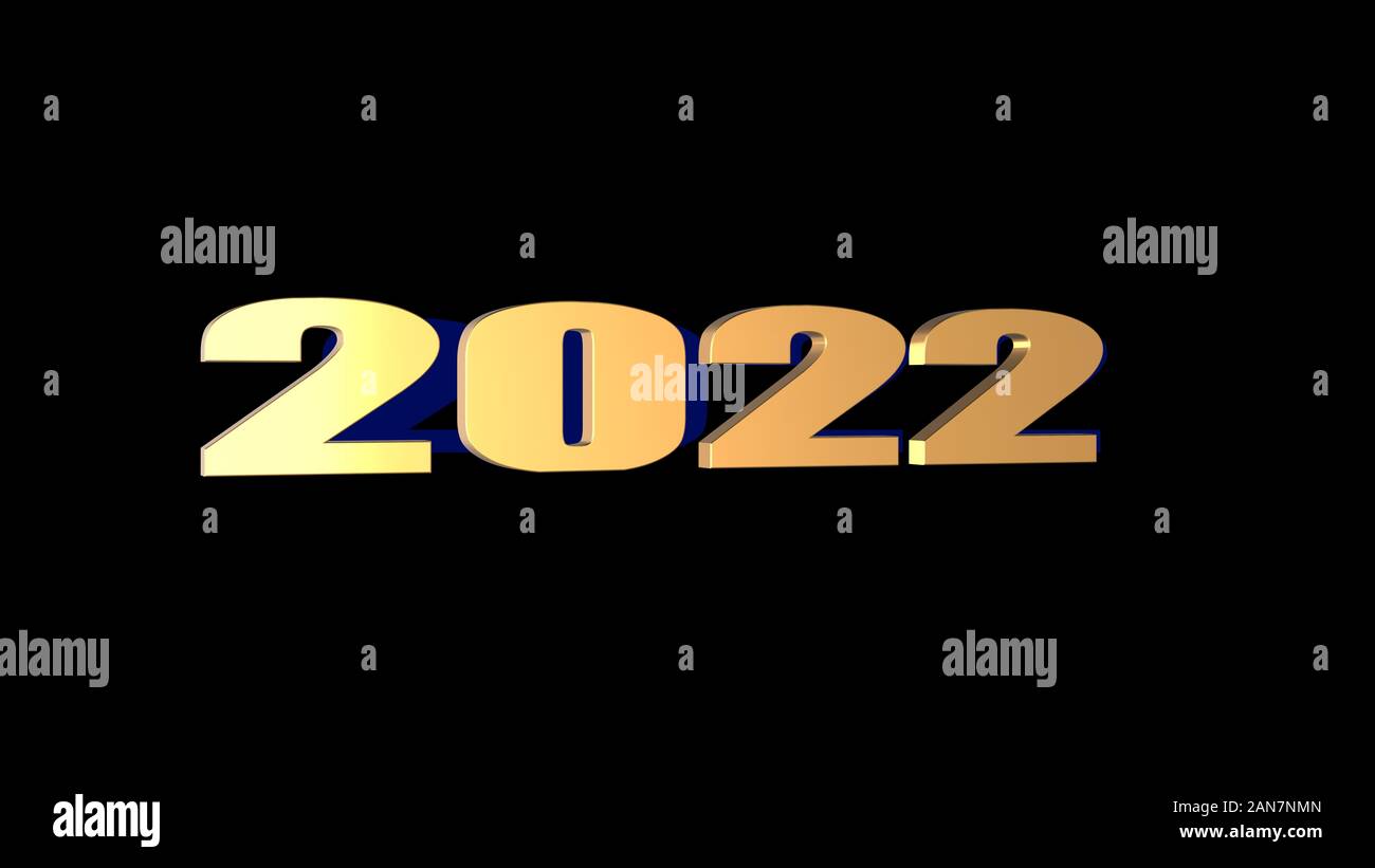 The 3d rendering of 3D 2022 wording with black background Stock Photo ...