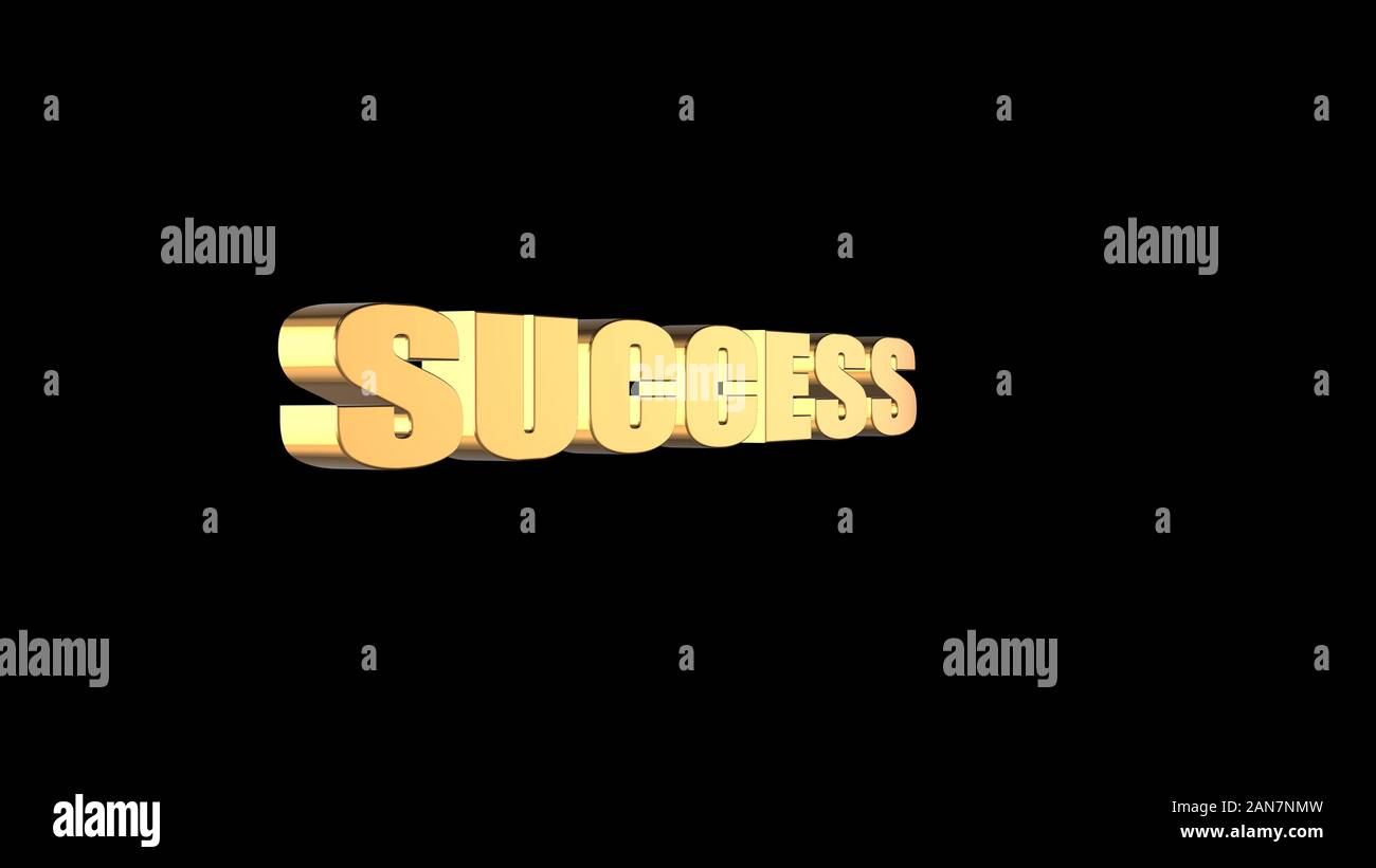 The 3d rendering of SUCCESS wording with black background Stock Photo ...