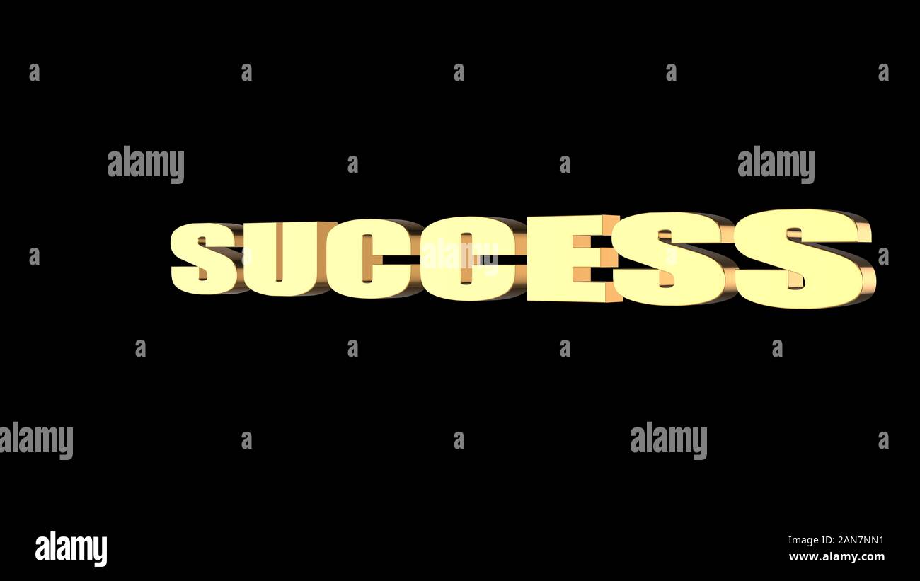 The 3d rendering of SUCCESS wording with black background Stock Photo ...
