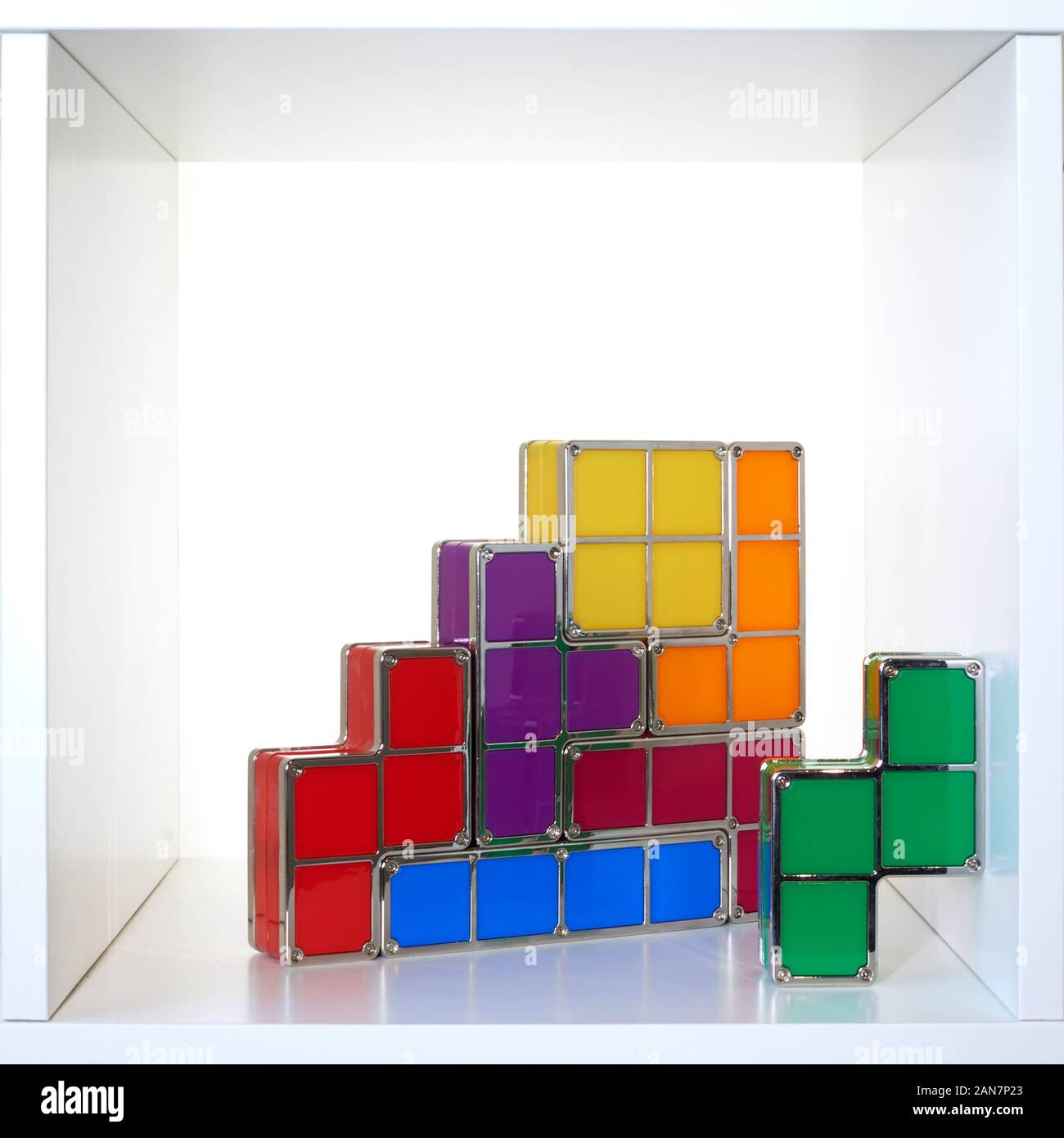 Tetris toy blocks on a white background Stock Photo - Alamy