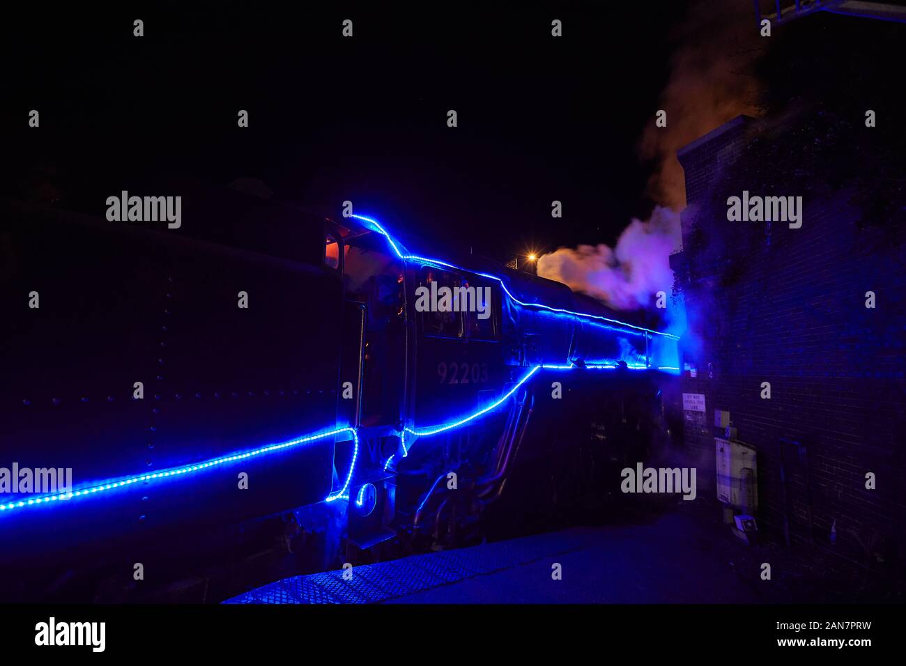 92203 Black Prince lit in neon for the Norfolk Lights Express ...