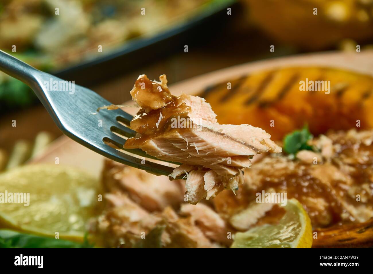 Whisky Salmon, salmon fillets are grilled hot and fast with a sweet ...
