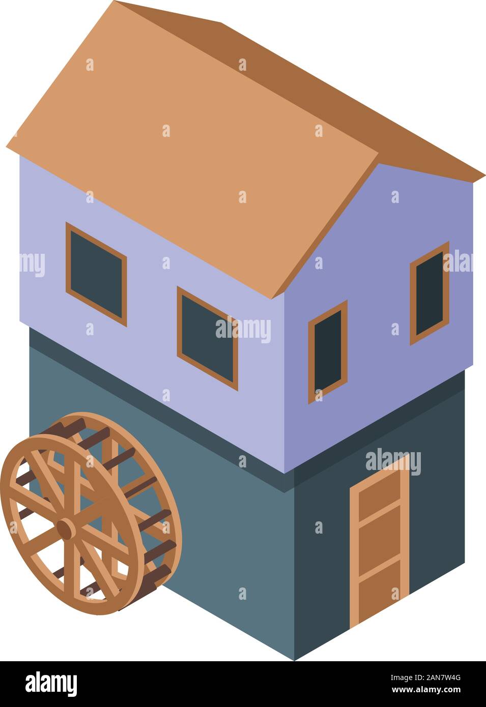 Water mill icon, isometric style Stock Vector Image & Art - Alamy