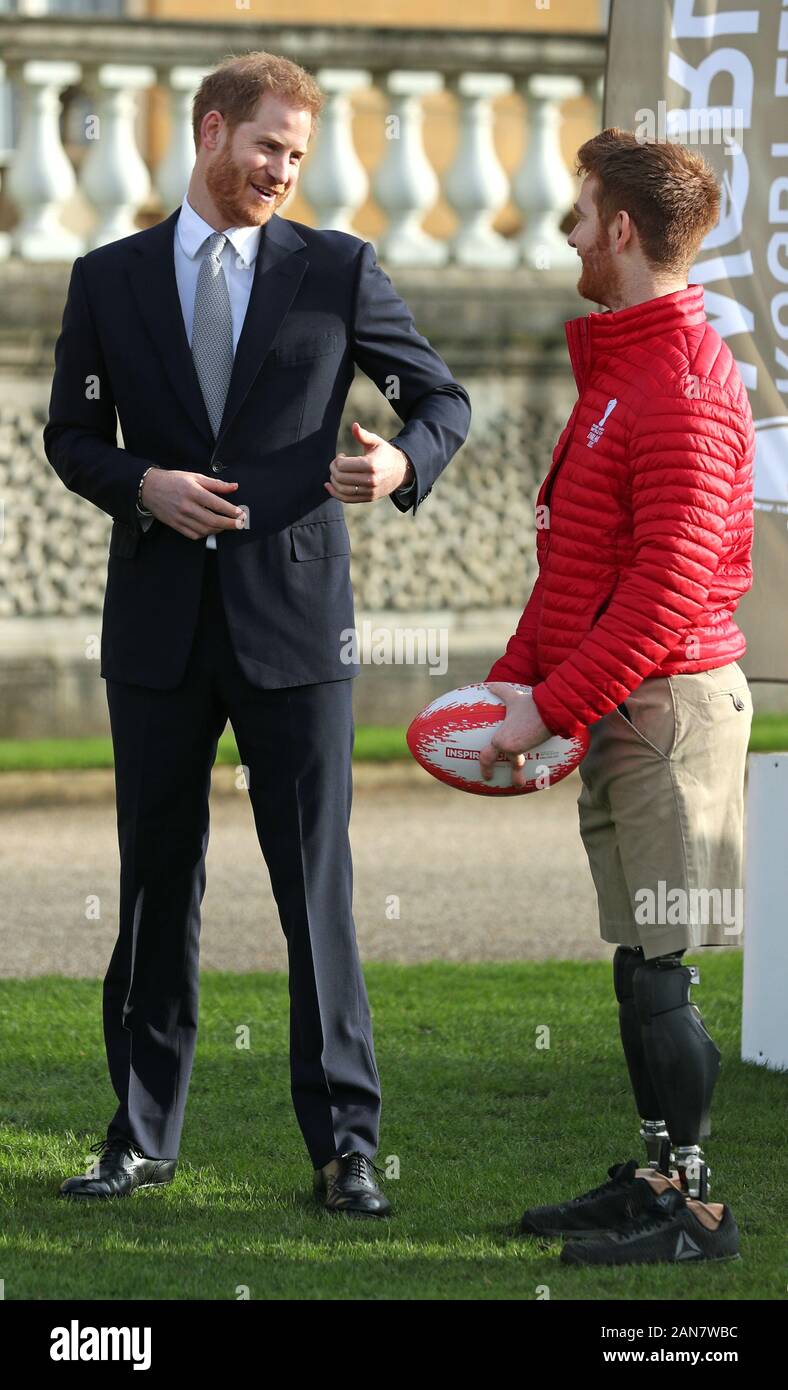 The Duke of Sussex talks with Leeds Rhino player, James Simpson, in the ...