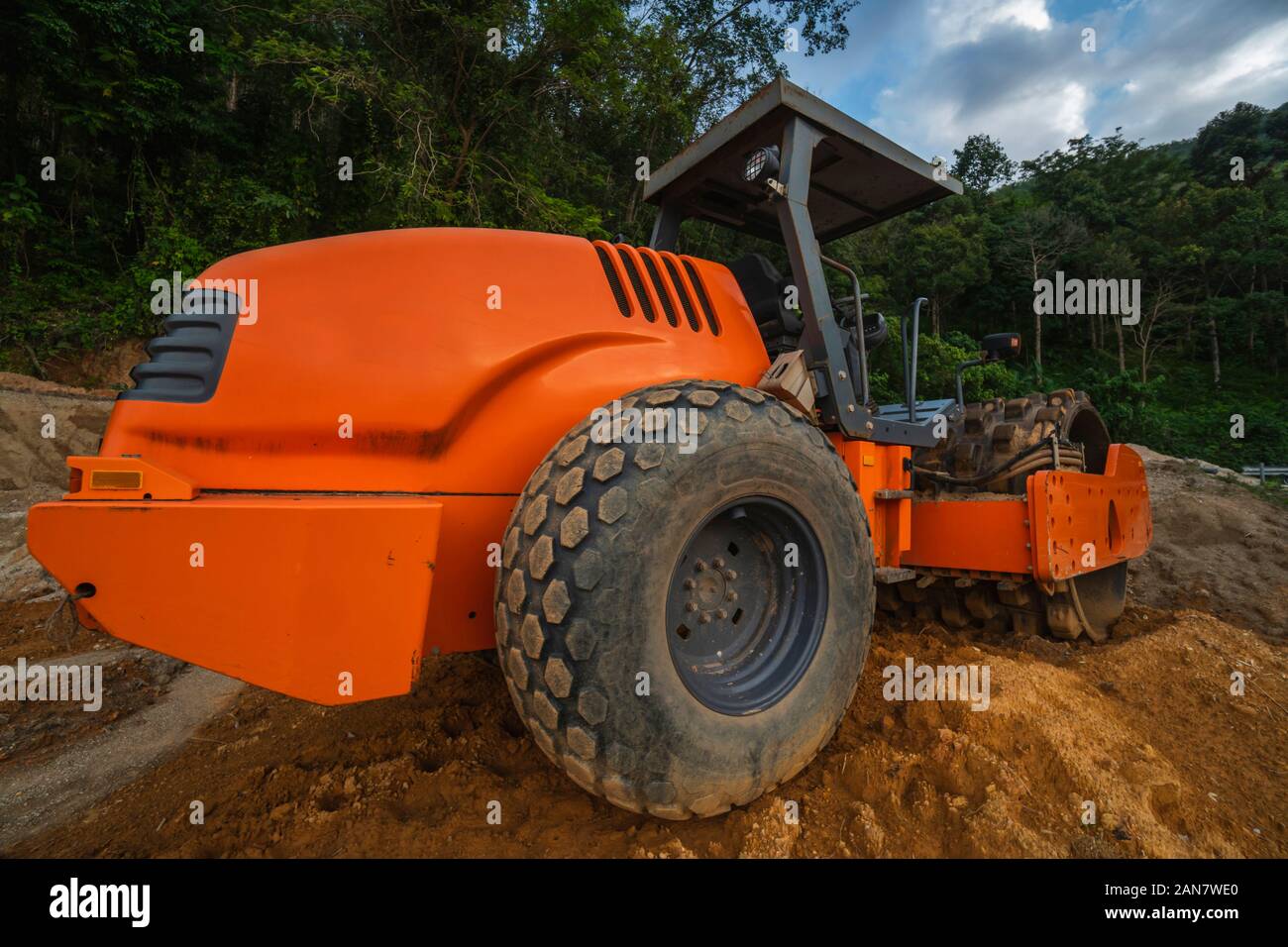 Soil compactor with vibratory padfoot drum. Heavy duty machinery ...