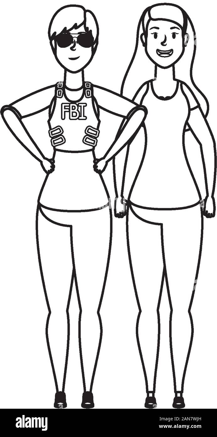 young women fbi agent and girl characters Stock Vector Image & Art - Alamy