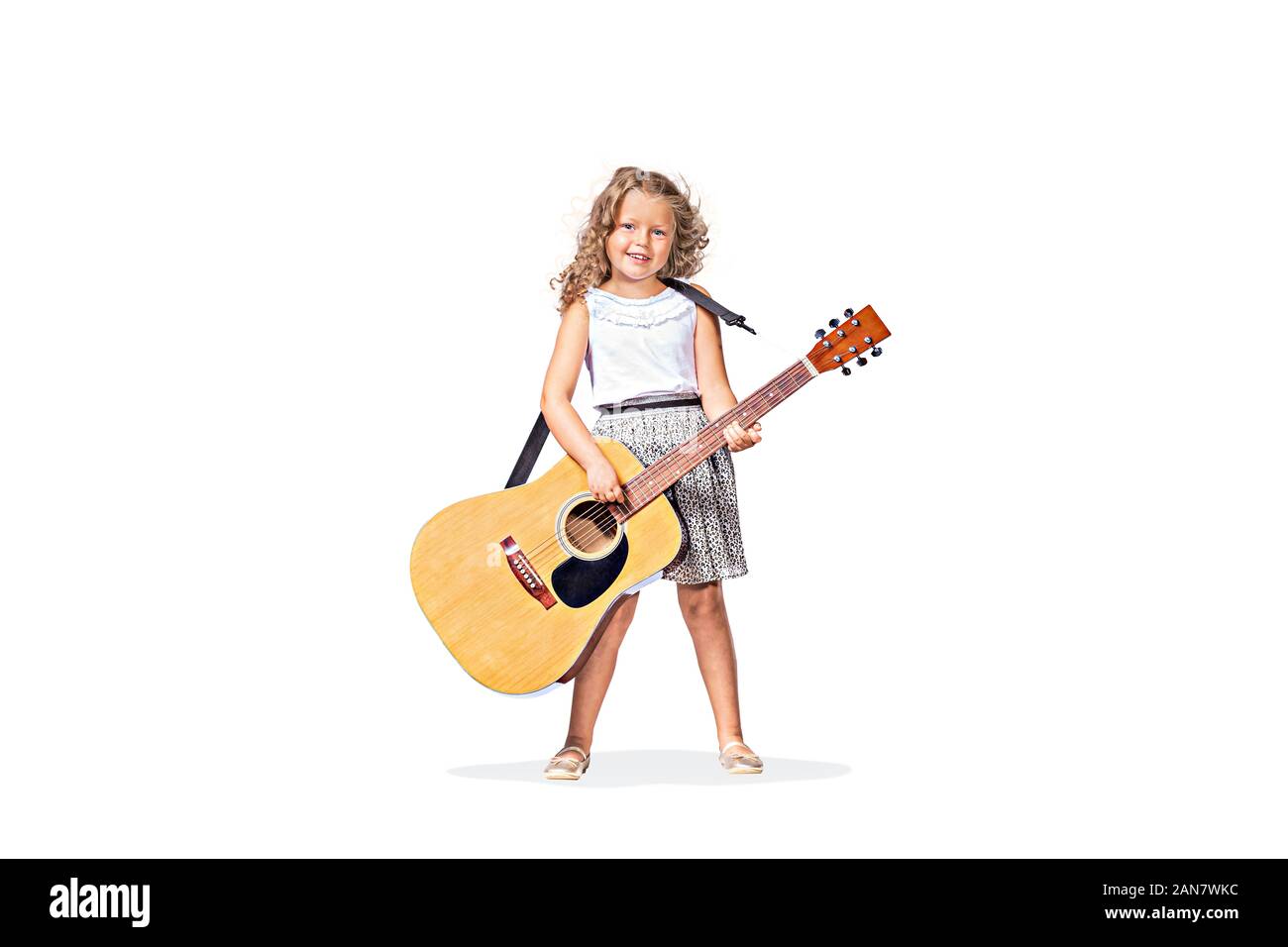 portrait of young girl with a guitar on the stage Stock Photo - Alamy