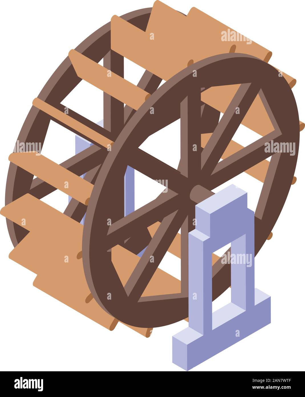 Water mill tower wheel icon, isometric style Stock Vector Image & Art ...