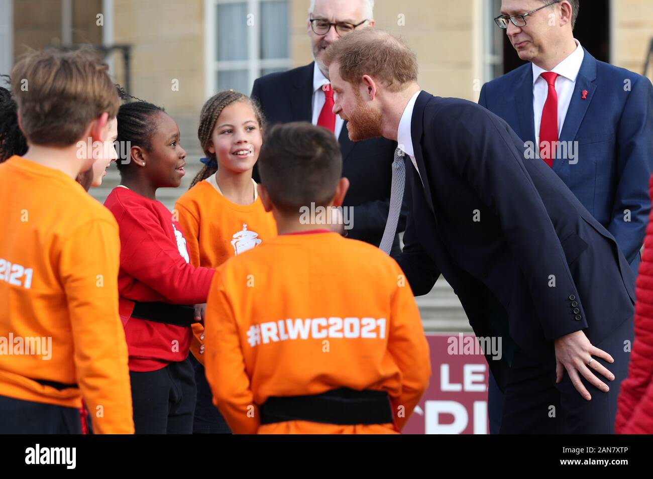 The Duke of Sussex with children playing Rugby in the Buckingham Palace ...