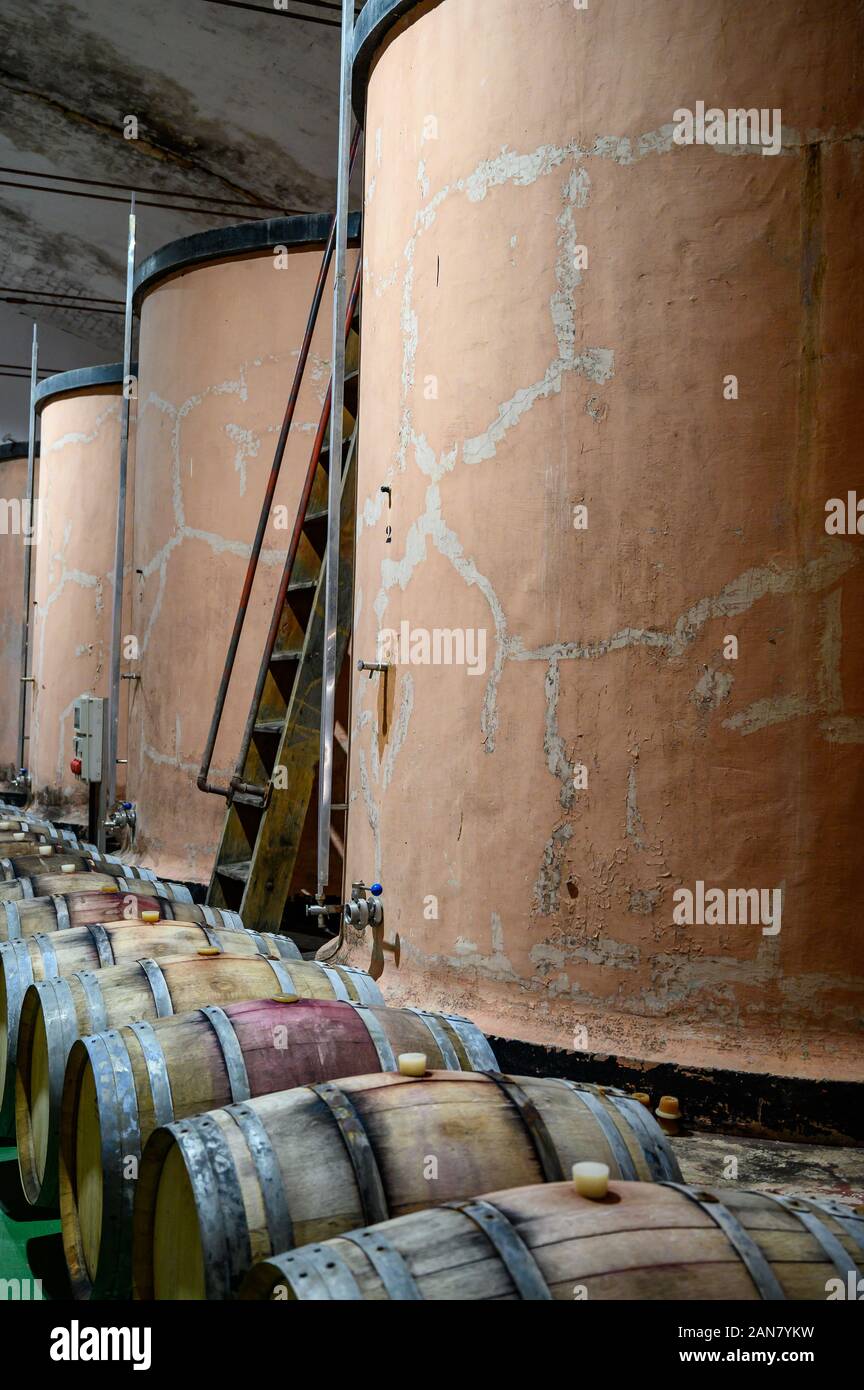 Traditional winery bodega on south of La Palma island with steel or ...