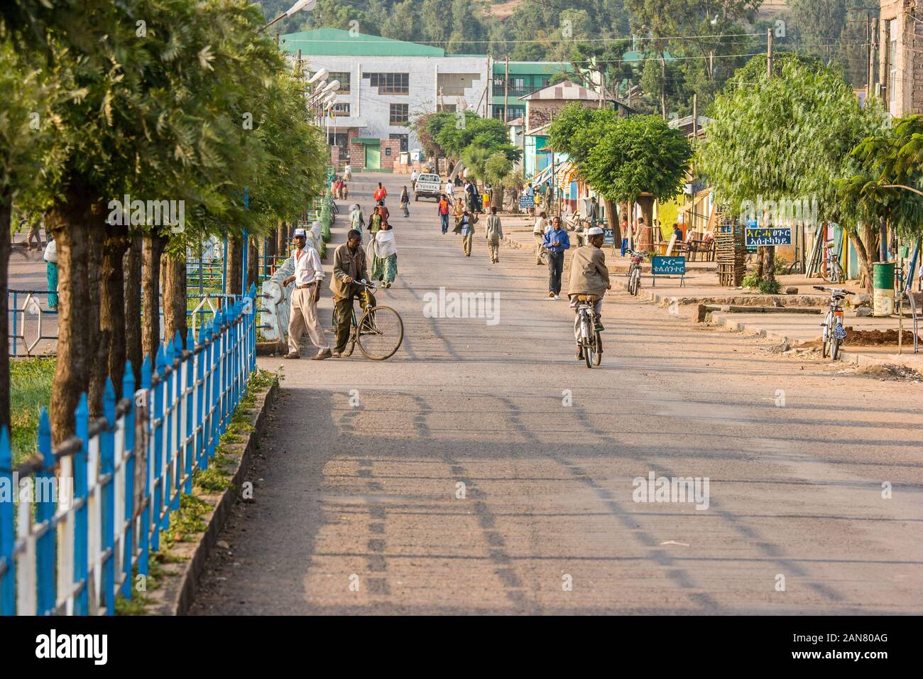 Everyday life on the main road through Shire town, Ethiopia Stock Photo ...