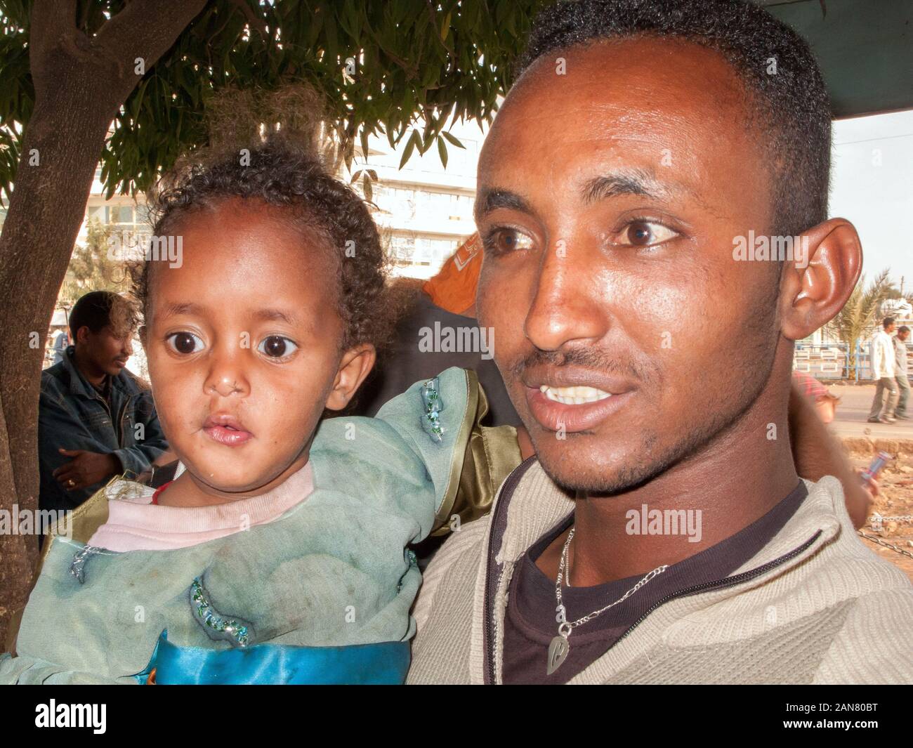 A young father with his child in Shire town, Ethiopia Stock Photo - Alamy
