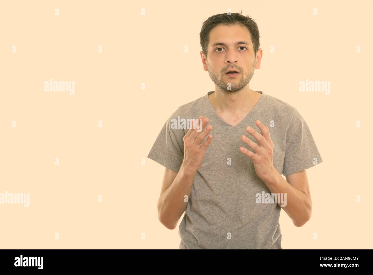 Man looking at hands hi-res stock photography and images - Alamy