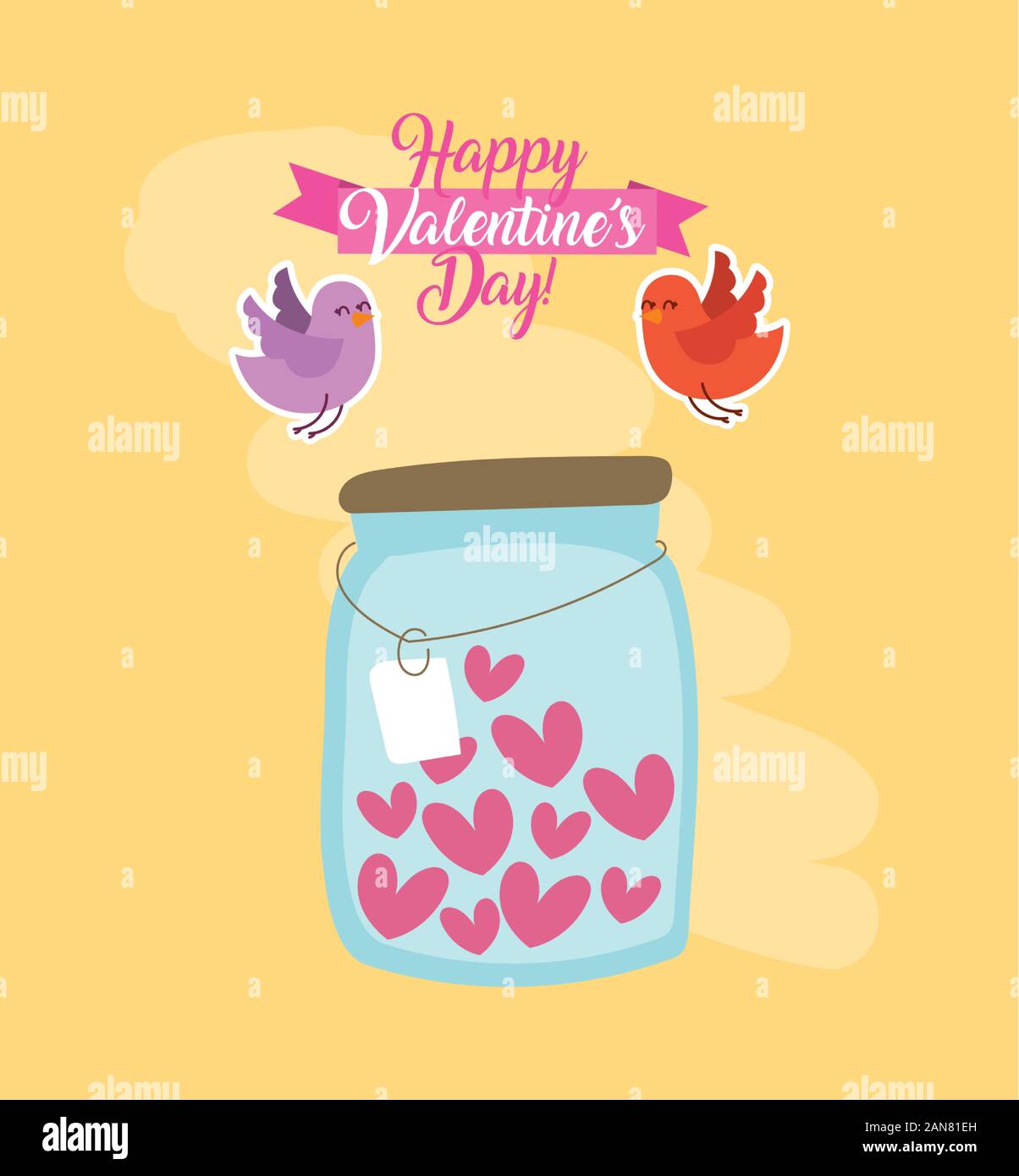 happy valentines day card with mason jar and hearts Stock Vector Image ...