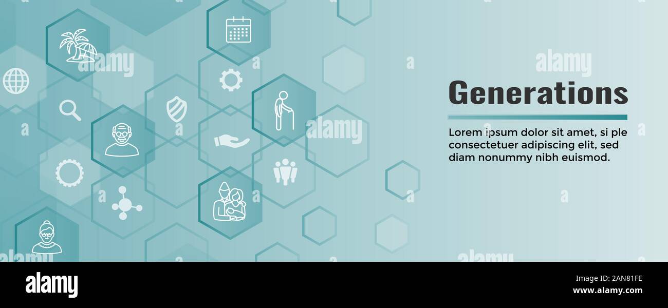 Generations Aging Web Header Banner and Icon Set Stock Vector Image ...