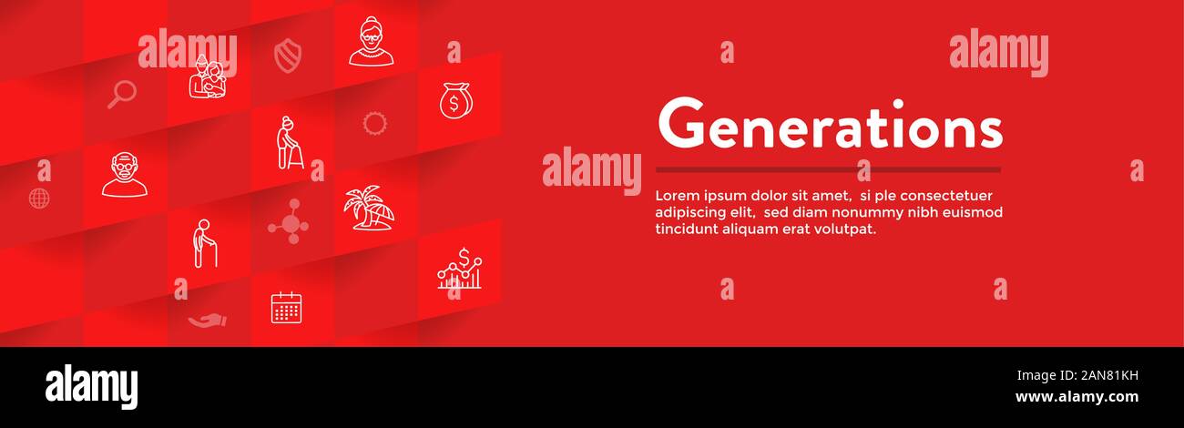 Generations Aging Web Header Banner and Icon Set Stock Vector Image ...