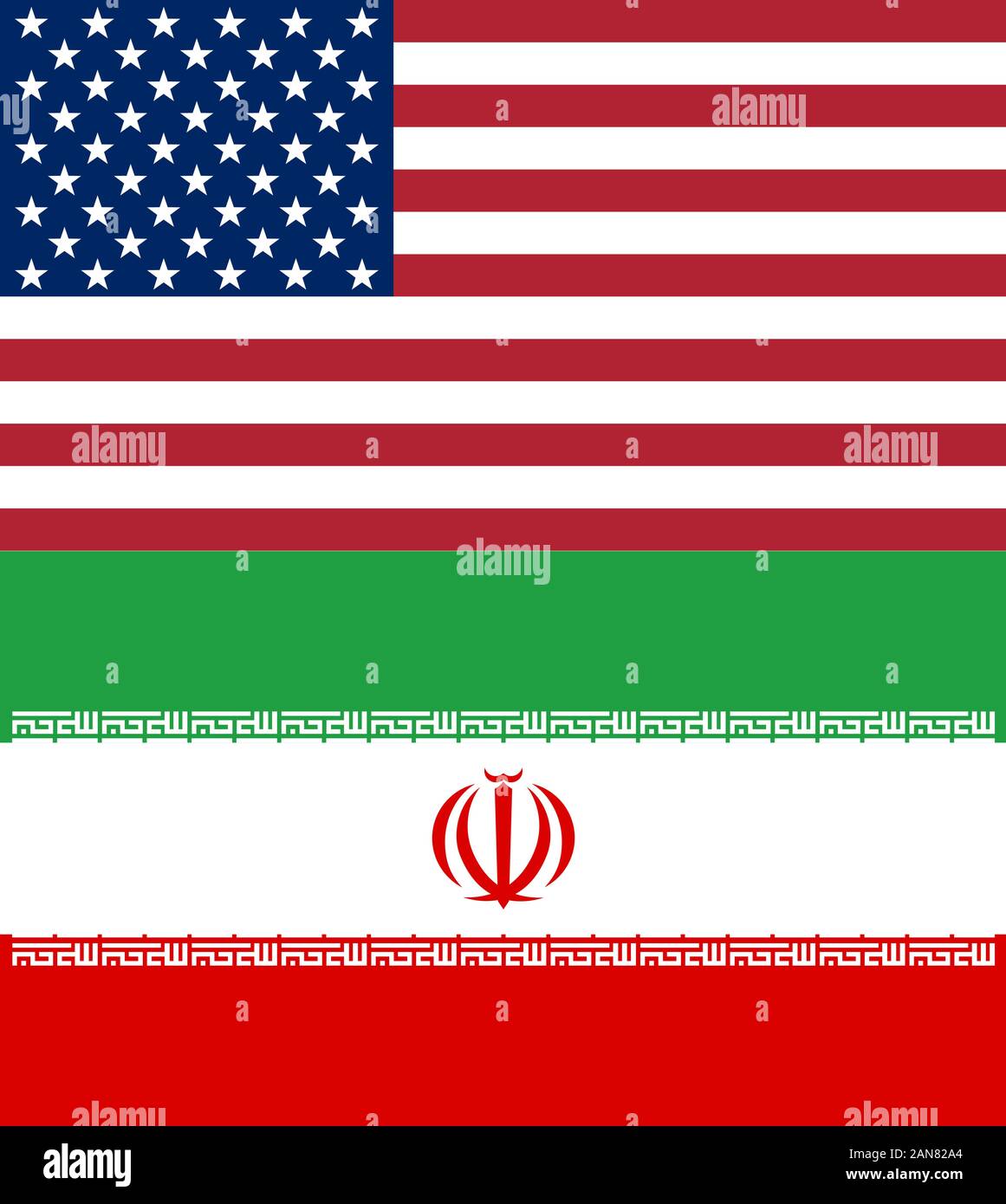 American and Iranian flags. Official national symbols of states Stock ...