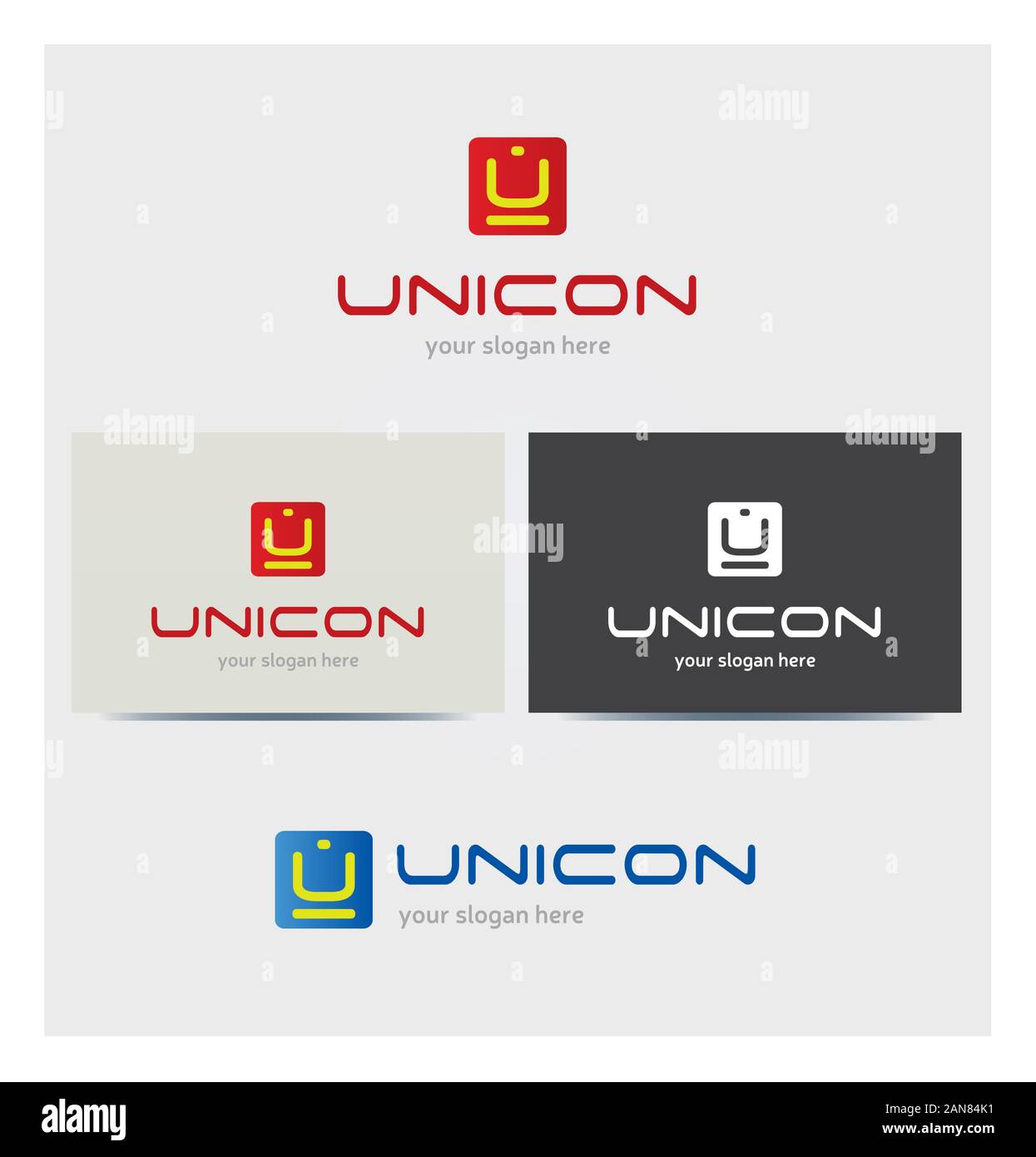 Letter U Icon, Logo for Corporate Business, Card Mock up in Several ...