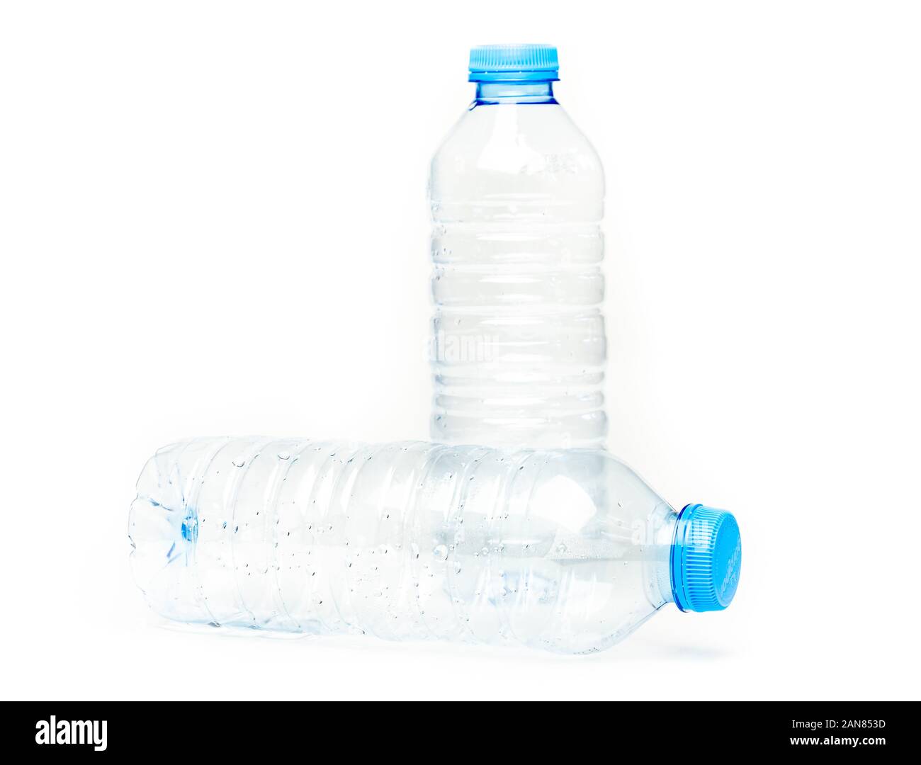 two plastic bottles isolated template background Stock Photo - Alamy