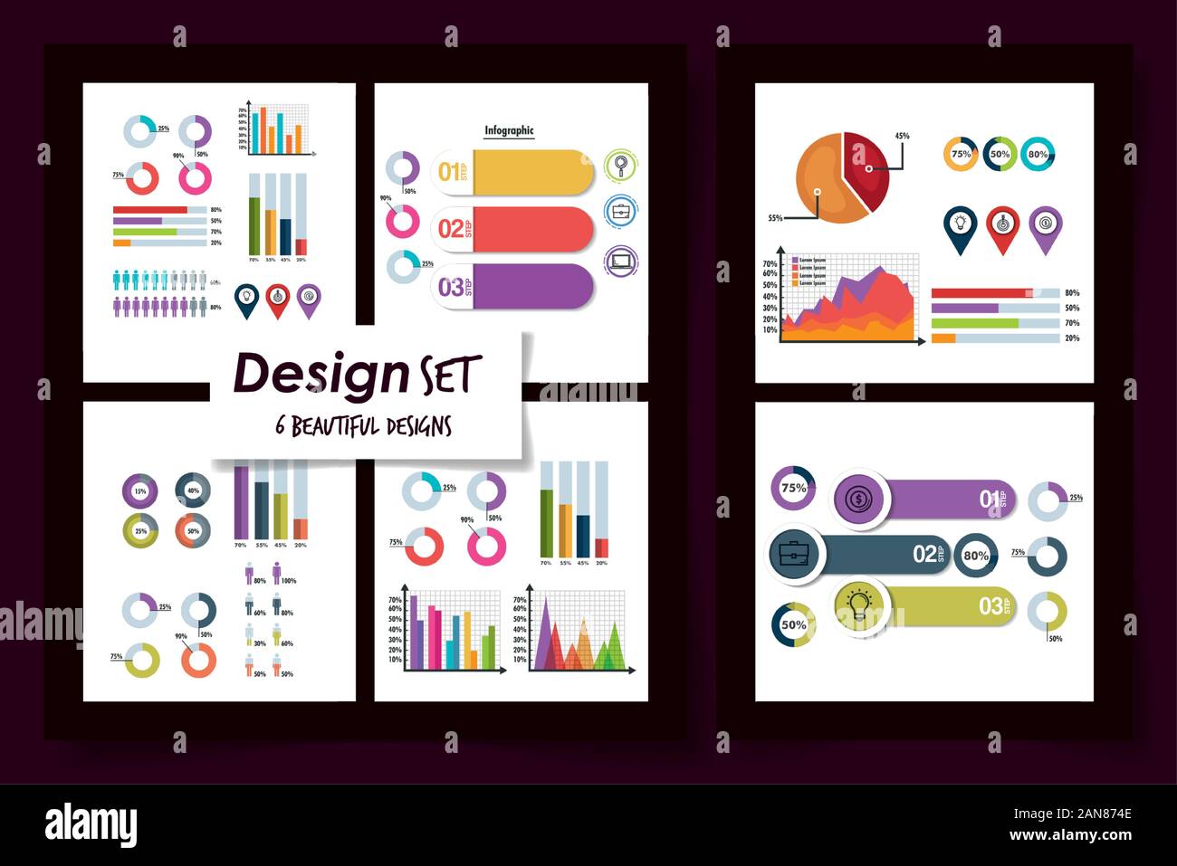 six designs of statistics infographic icons Stock Vector Image & Art ...