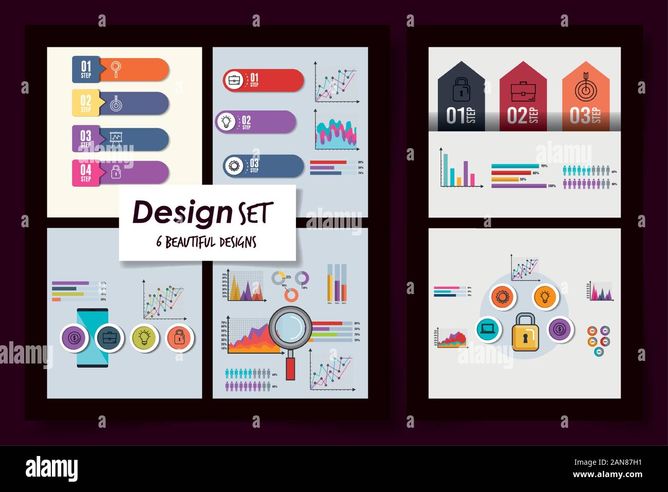 six designs of statistics infographic icons Stock Vector Image & Art ...