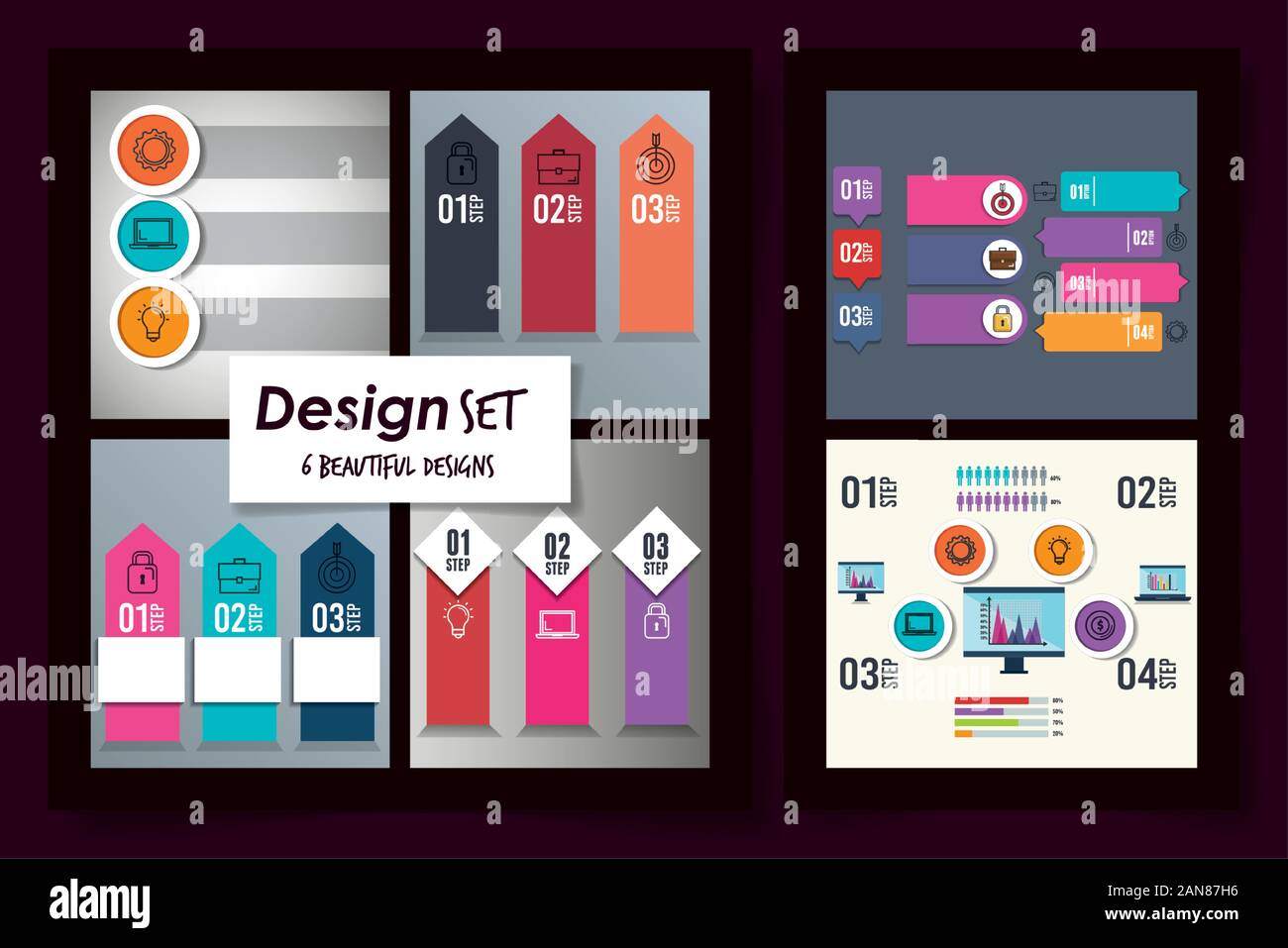 six designs of statistics infographic icons Stock Vector Image & Art ...