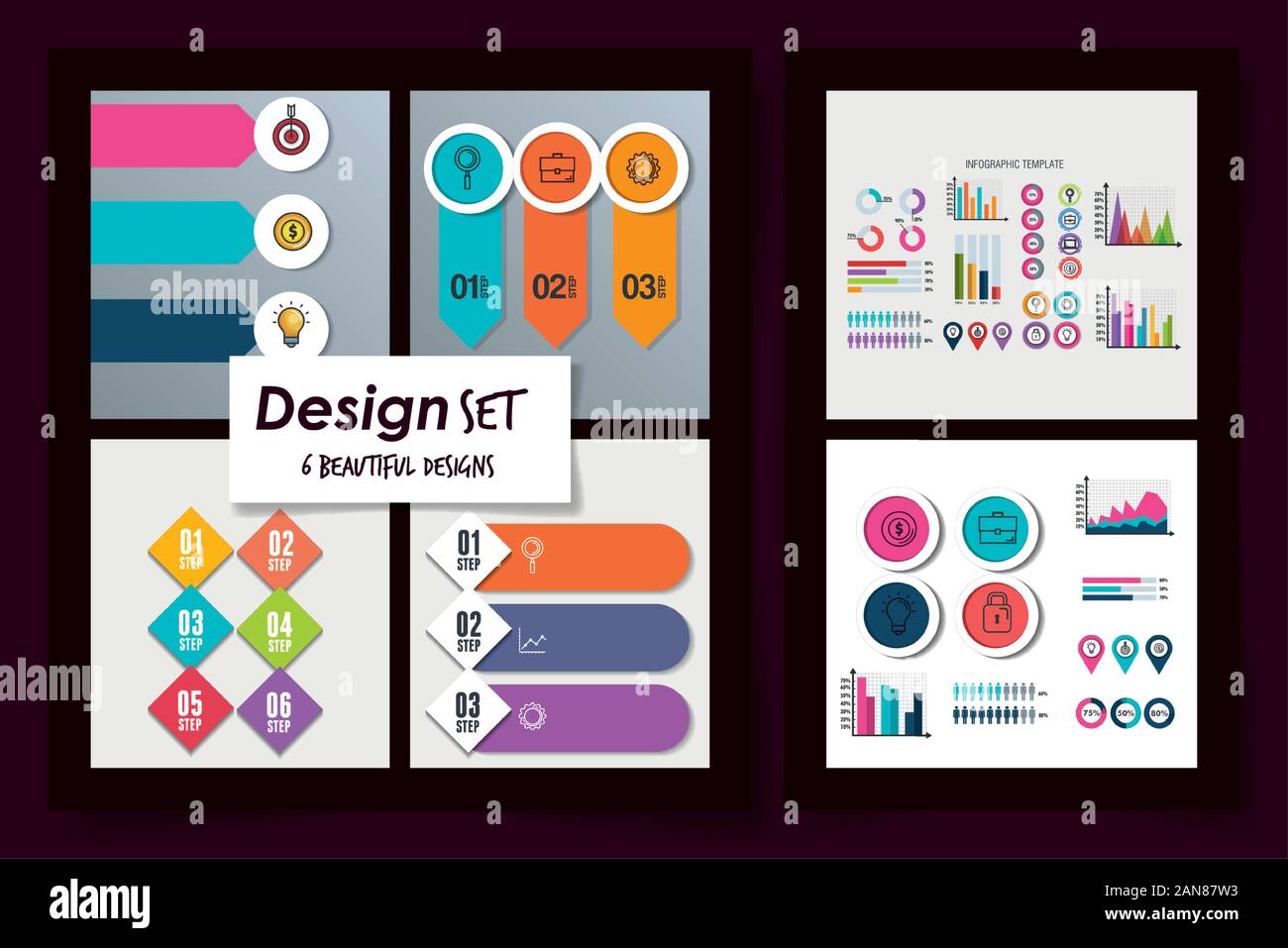 six designs of statistics infographic icons Stock Vector Image & Art ...