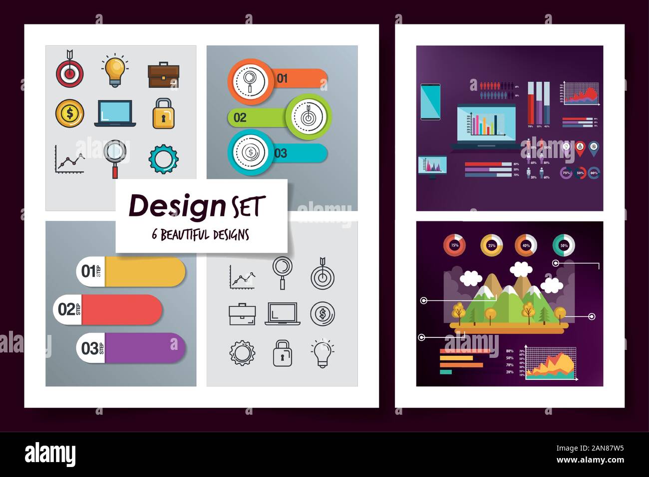 six designs of statistics infographic ecology Stock Vector Image & Art ...