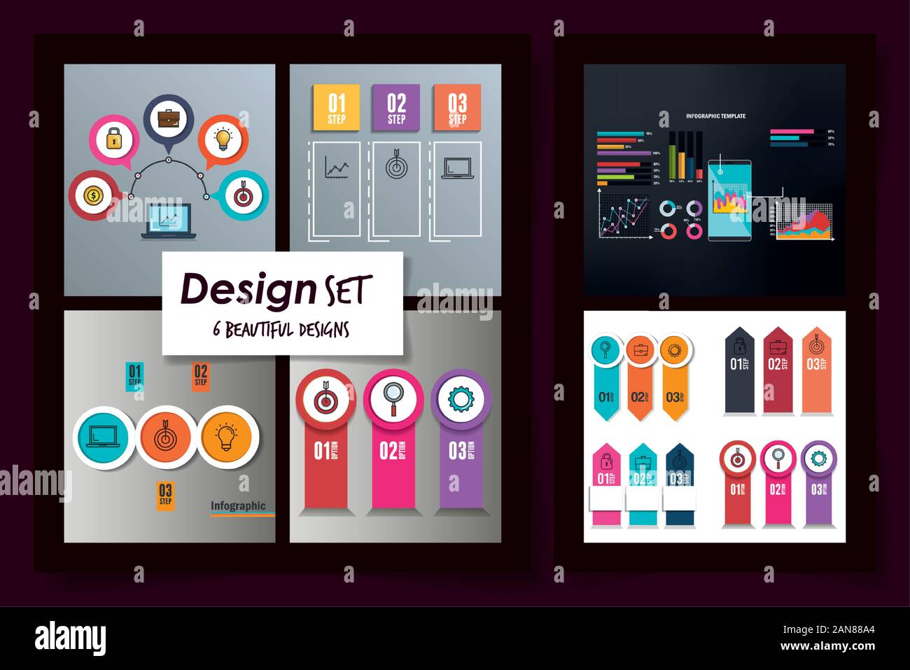 six designs of statistics infographic icons Stock Vector Image & Art ...