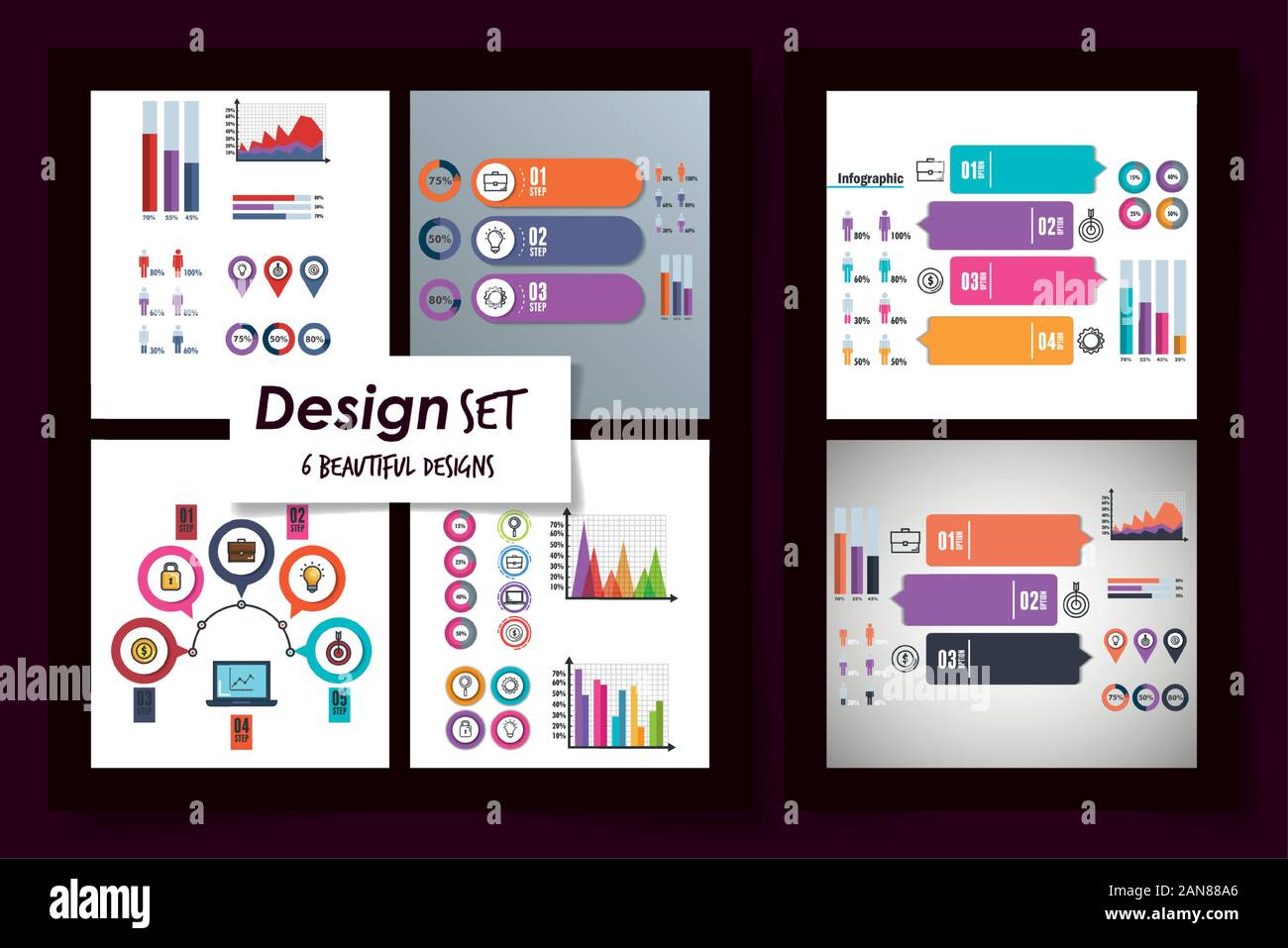 six designs of statistics infographic icons Stock Vector Image & Art ...