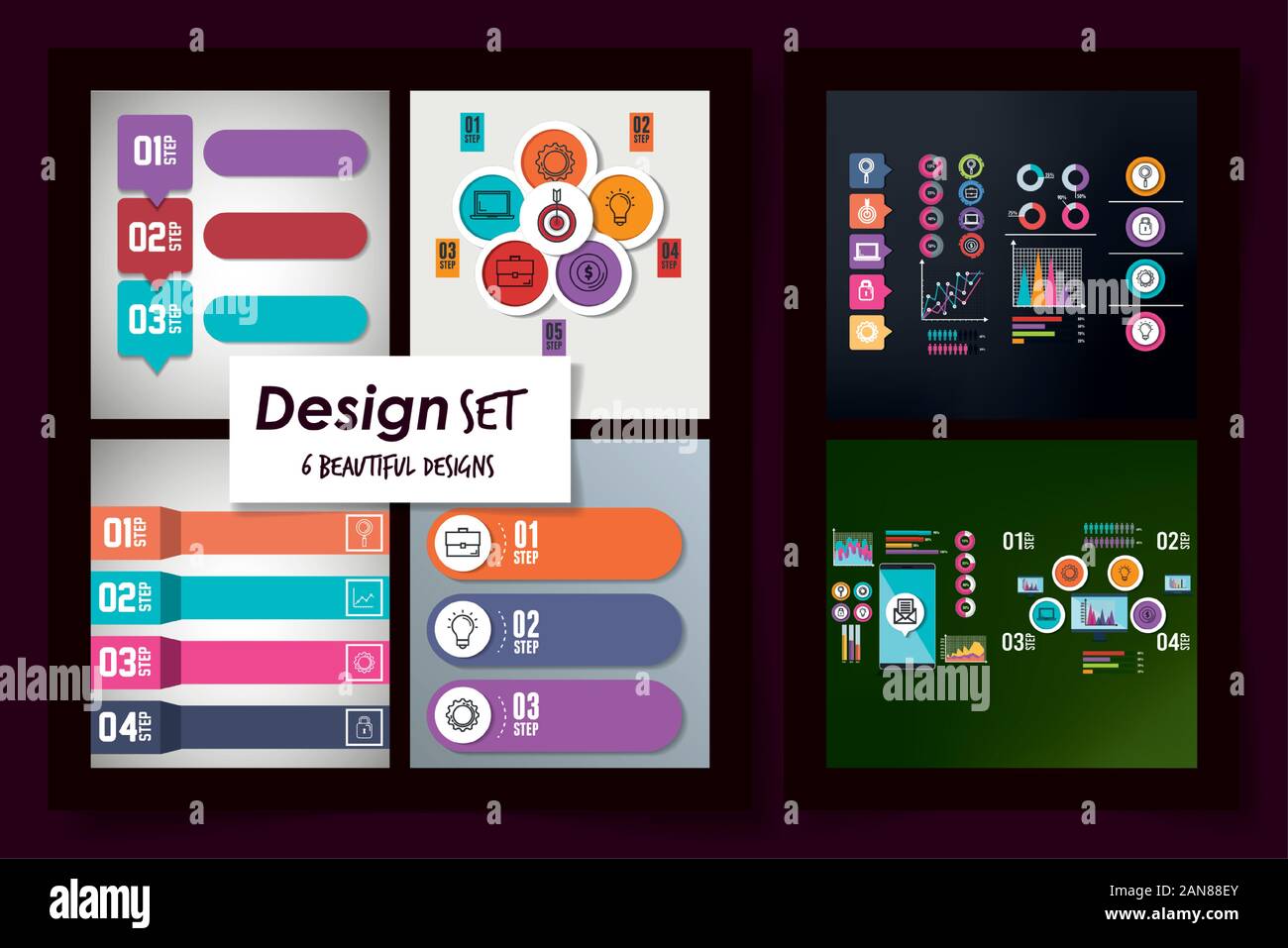 six designs of statistics infographic icons Stock Vector Image & Art ...