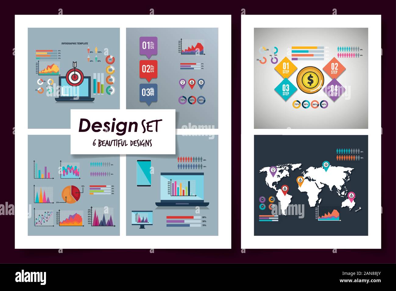 six designs of statistics infographic icons Stock Vector Image & Art ...