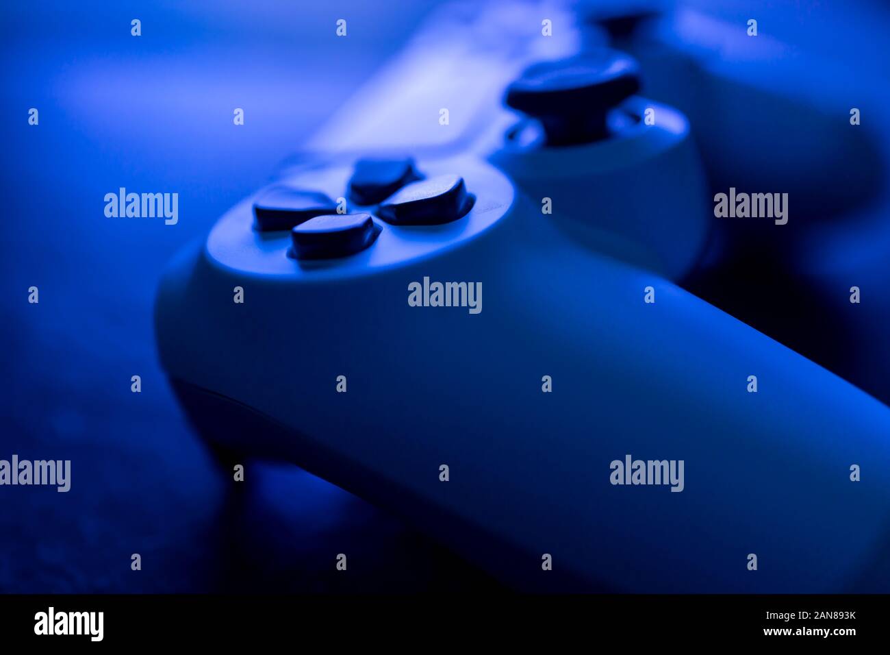 Video game gaming controller night with lights dark background top view ...