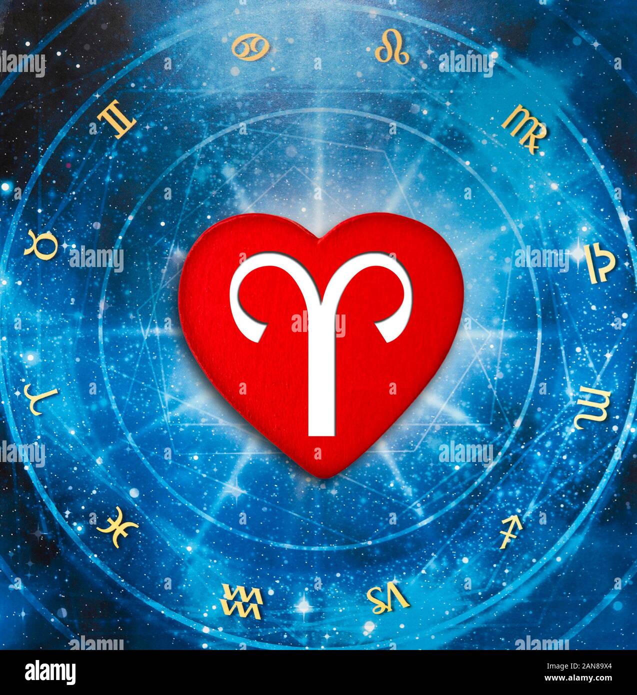 astrology and valentine with the sign of Aries Stock Photo - Alamy